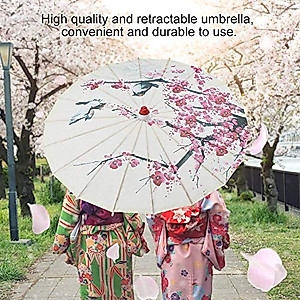 Aufee Oiled Paper Umbrella, 23.6 Inch Handmade Oiled Paper Umbrella Plum Pattern Chinese Art Classical Dance Umbrella for Performance Prop