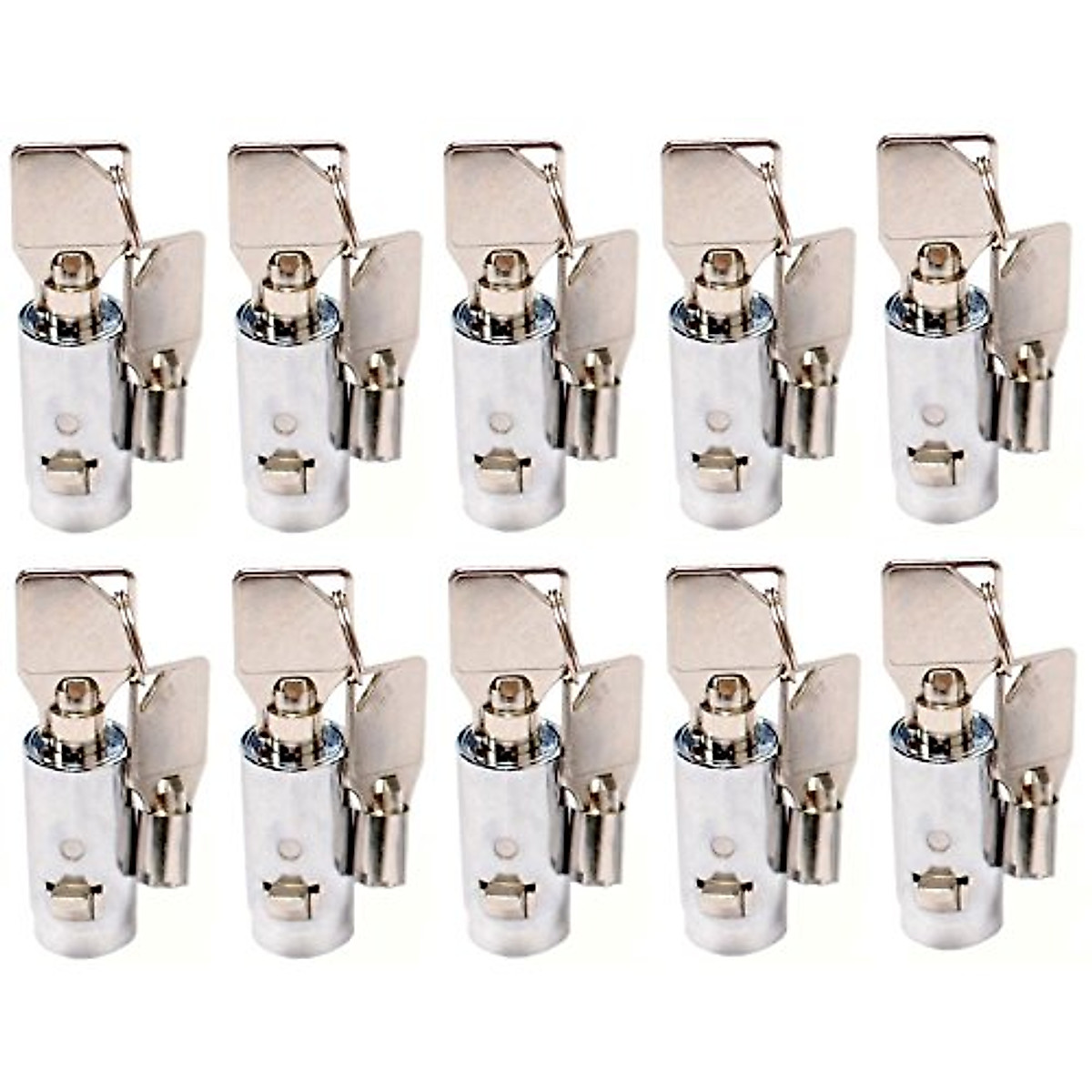 10 - MEI-2501B-KA Vending Machine Lock with Tubular Keyway and Chrome Finish, Keyed Alike #1452