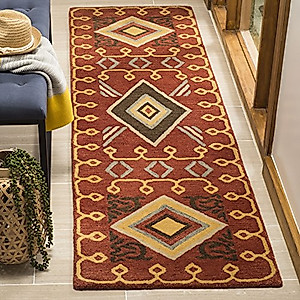 SAFAVIEH Heritage Collection 2'3" x 12' Red / Multi HG404A Handmade Traditional Oriental Premium Wool Runner Rug