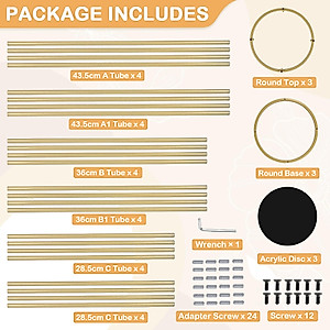 chamvis Gold Metal Plant Stand, 3 Pcs Tall Cylinder Pedestal Stands for Parties and Weddings, Gold Round Cylinder Tables for Living Room and Patio Decor