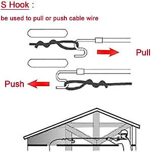 BLSGBUIDING Telescopic Push/Pull Rod Wire Reacher Tool Pickup Tool with Hook Magnetic Wire Fish Stick Telescoping Grabbers Extension Pole-Black