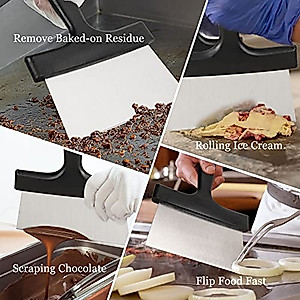 SHANGPEIXUAN Grill Scraper 6.4 Inch Stainless Steel Griddle Scraper with Plastic Handle Versatile Food Scraper Tool for Flat Top Teppanyaki BBQ Blackstone Griddle Accessories