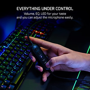 GAMEPOWER Jin USB Gaming Headset - 7.1 Virtual Surround Sound, Wired Led Headphones with 50MM Drivers, Comfort Design, 360 Spatial Audio, Noise Cancelling Mic for PC, PS4, PS5, Black