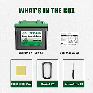 ENERSHARE Lithium Motorcycle Battery, 12V 400A Replaces YTX9-BS Lightweight Powersport Battery,for Motorcycle, ATV, Scooter, Dirt Bike, Snowmobile, Personal Watercraft, Lawn Mower
