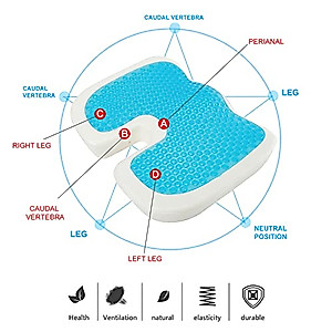 Gooeap Seat Cushion Car Office Chair Cooling Gel Seat Cushion- Memory Foam Gel-Enhanced, Ergonomically & Large Designed Pillow for Sciatica, Tailbone, Coccyx Back Pain,for Office Chair, Wheelchair,Car