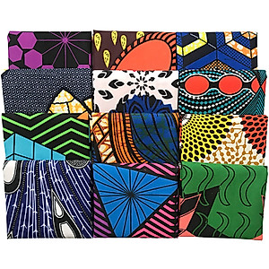 Qililandiy 12 Pieces African Fabric Fat Quarters African Ankara Wax Print Fabric Ankara Print Fabric for Sewing Craft Projects and Patch Work DIY (50 x 40 cm/ 19.5 x 15.7 Inches)