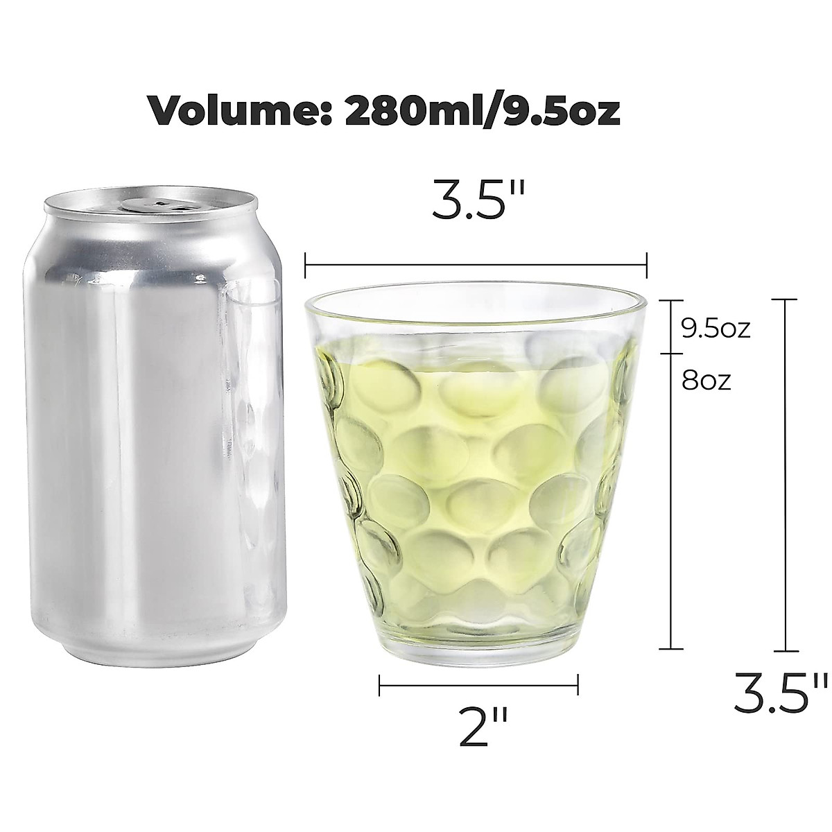 Hiceeden Set of 9 Plastic Tumblers Drinking Glasses, 9.5 Oz Unbreakable Clear Water Cups, Reusable Drinking Cups Wine Glasses for Juice, Beverages, Drinks, BPA Free, Stackable, Dishwasher Safe