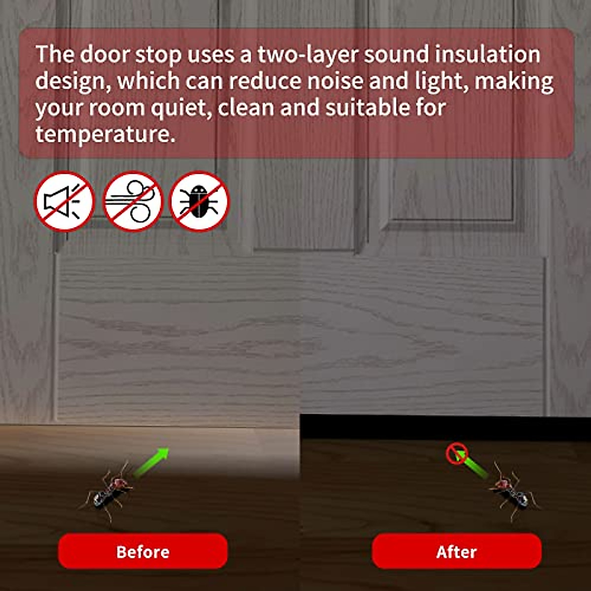 Door Draft Stopper, Cuttable Draft Stopper for Bottom of Door, Strong Adhesive Door Sweeps for Exterior Doors 39” Length (Black)