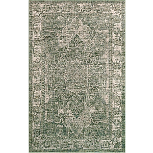 Unique Loom Isabella Collection Area Rug - Adjani (5' 1" x 8' Rectangle, Green/ Ivory)
