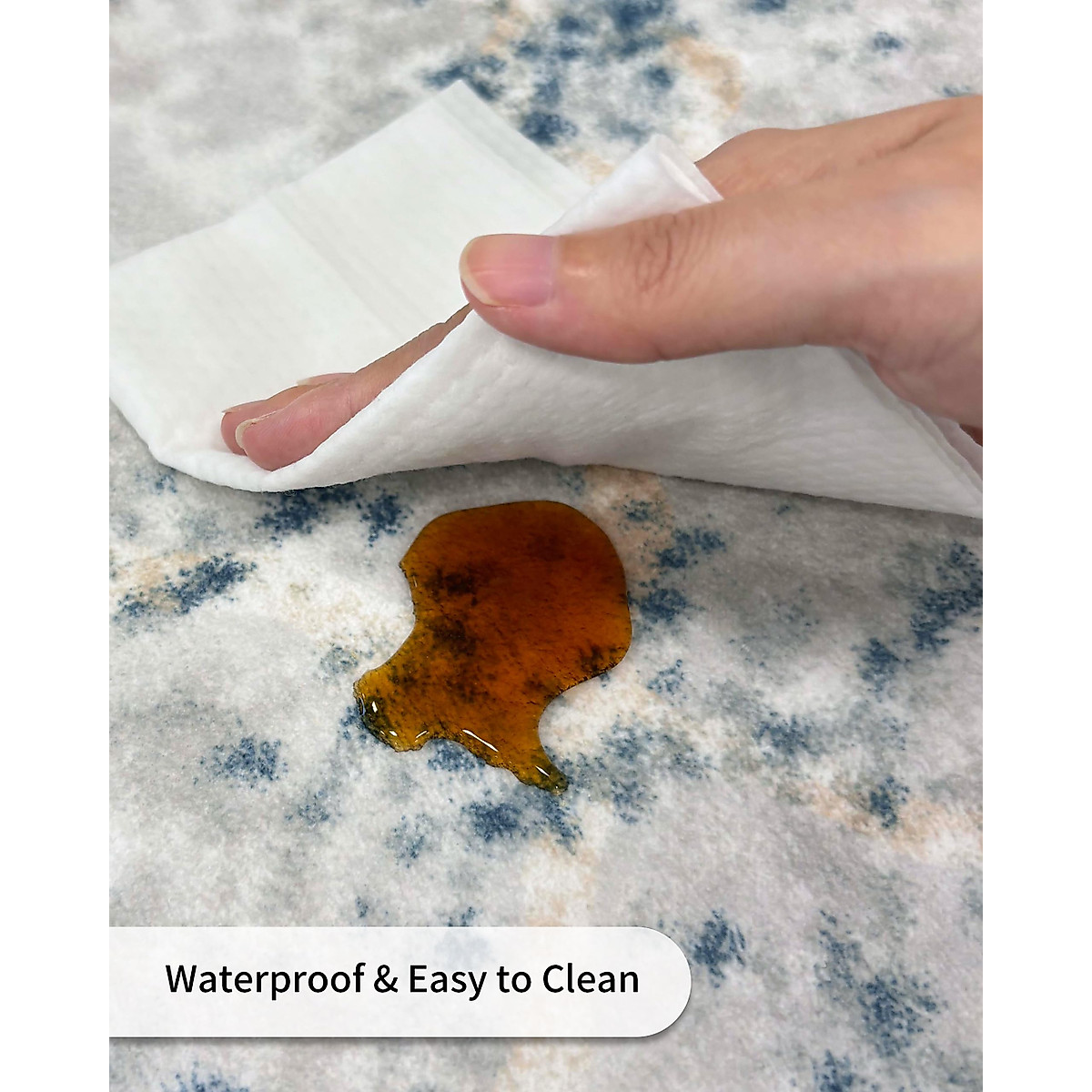 Ruggnovea 8x10 Area Rugs 8x10, Machine Washable Area Rugs for Living Room, Blue Teal Area Rug with Non Slip Dots for Bedroom, Low Pile Carpet with Modern Stripe Printing, Fade Resistant Area Mats