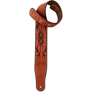 Dulphee Leather Guitar Strap, 2.8 Inches Width Suede Guitar Strap for Bass, Electric guitar and Acoustic Guitar (Brown Tribal)