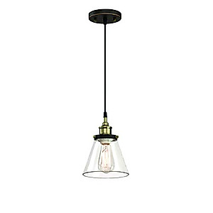 YaoKuem Pendant Lighting Fixture, Hanging Ceiling Lights, E26 Medium Base Max. 60 Watts, Clear Glass Cover, Bulbs not Included, 2-Pack