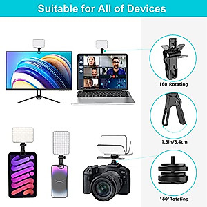 ANAUTIN Selfie Light, 60 LED 2200mAh Rechargeable Cell Phone Fill Light 7 Modes, 10-Level Brightness, Portable Clip on Light for Phone/Tablet/Laptop, Zoom Call Vlog Makeup TikTok Video Fill Light