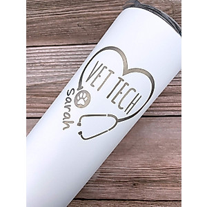 Personalized Veterinarian Laser Engraved 20 oz Tumbler with Straw, Vet Tech, Vet Gift, Vet Tech Gift, Vet Assistant