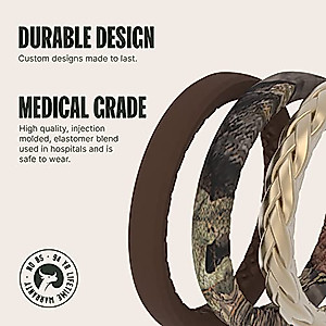 Groove Life Mossy Oak Stackable Breakup Country Silicone Ring - Breathable Rubber Wedding Rings for Women, Lifetime Coverage, Unique Design, Comfort Fit Ring - Size 9