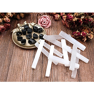 vuUUuv Natural Bulk Selenite Sticks & Black Tourmaline - Healing Crystals，Reiki， Cleansing Energy，Radiation Protection，Protection Grids (24 pcs)