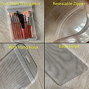 100 Pack Clear Durable Plastic Resealable Zipper Baggies -Stripe Smell Proof Baggies Sealing Small Business for Jewelry, Necklaces, Earrings, Bookmark Storage (4x7.3 inch)