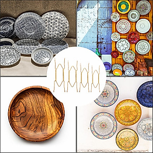 XIHIRCD 4Pcs Plate Hangers for Walls, 6/8/10/12 Inch Stainless Steel W-Shaped Gold Plate Hooks Vertical Dish Holder Display Wall Mount for Antique Arts Decorative Plates