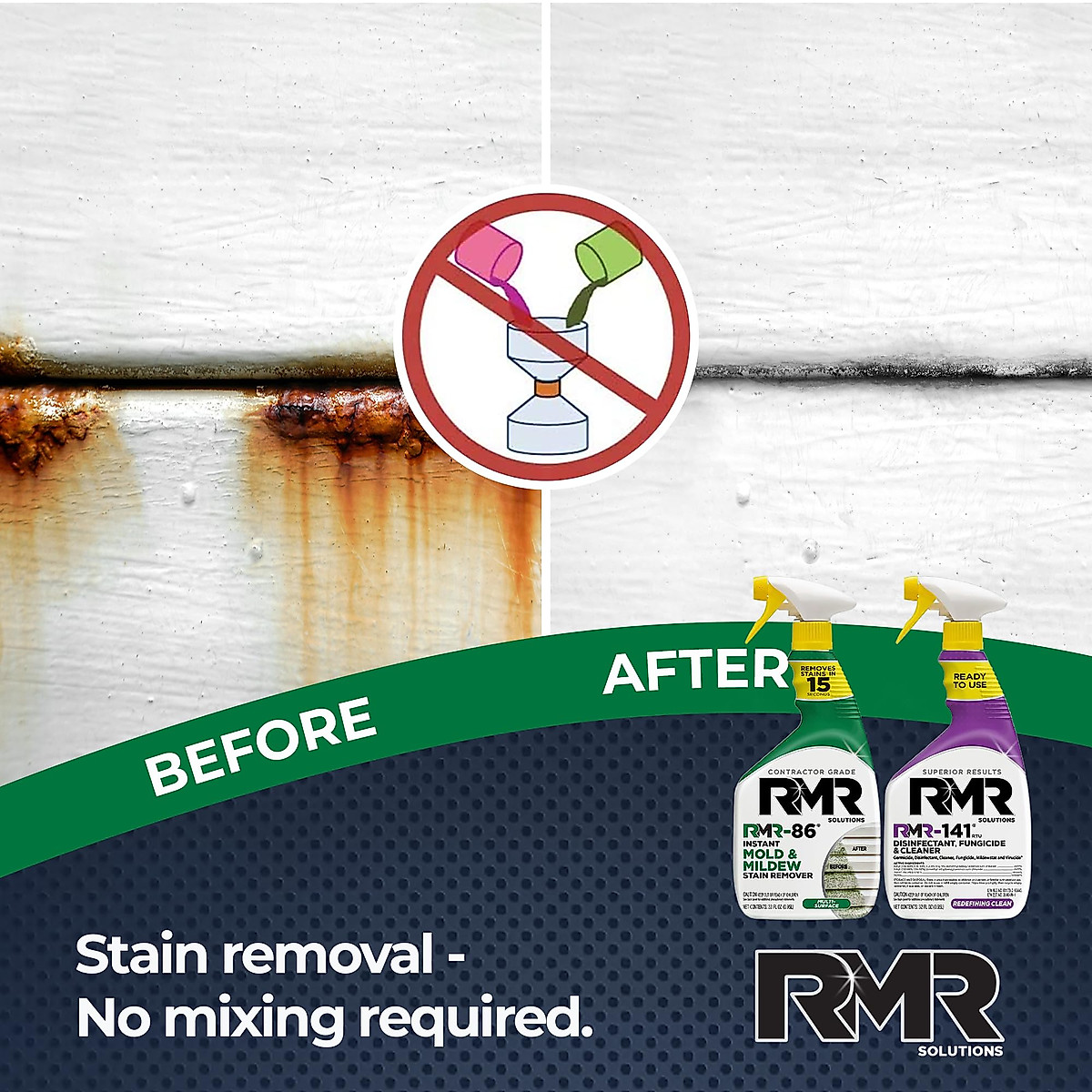 RMR Brands Complete Mold Killer & Stain Remover Bundle - Mold and Mildew Prevention Kit, Disinfectant Spray, Mold and Mildew Stain Remover, Includes 2 - 32 Ounce Bottles