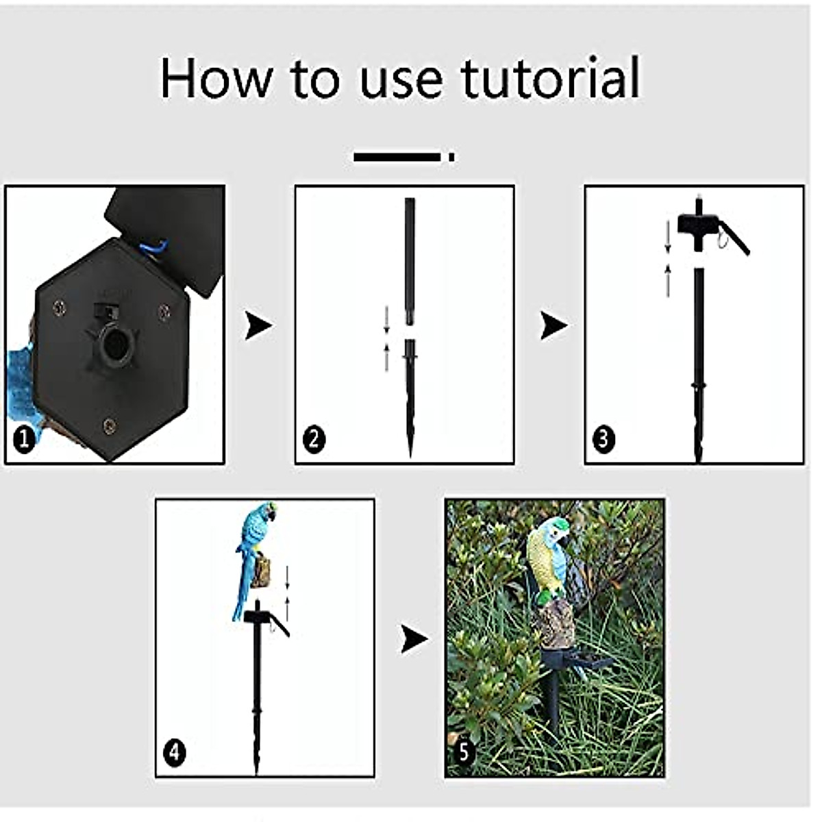 HUADA LED Solar Light Simulation Parrot Lamp Outdoor Waterproof Garden Lawn Stakes Light Fit for Home Courtyard Decoration
