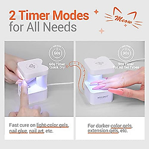 modelones Mini UV Light for Nails, UV Nail Lamp, Nail Light with 2 Timers for Fast Nail Extension, LED Nail Lamp, Portable USB Nail Dryer for Travel