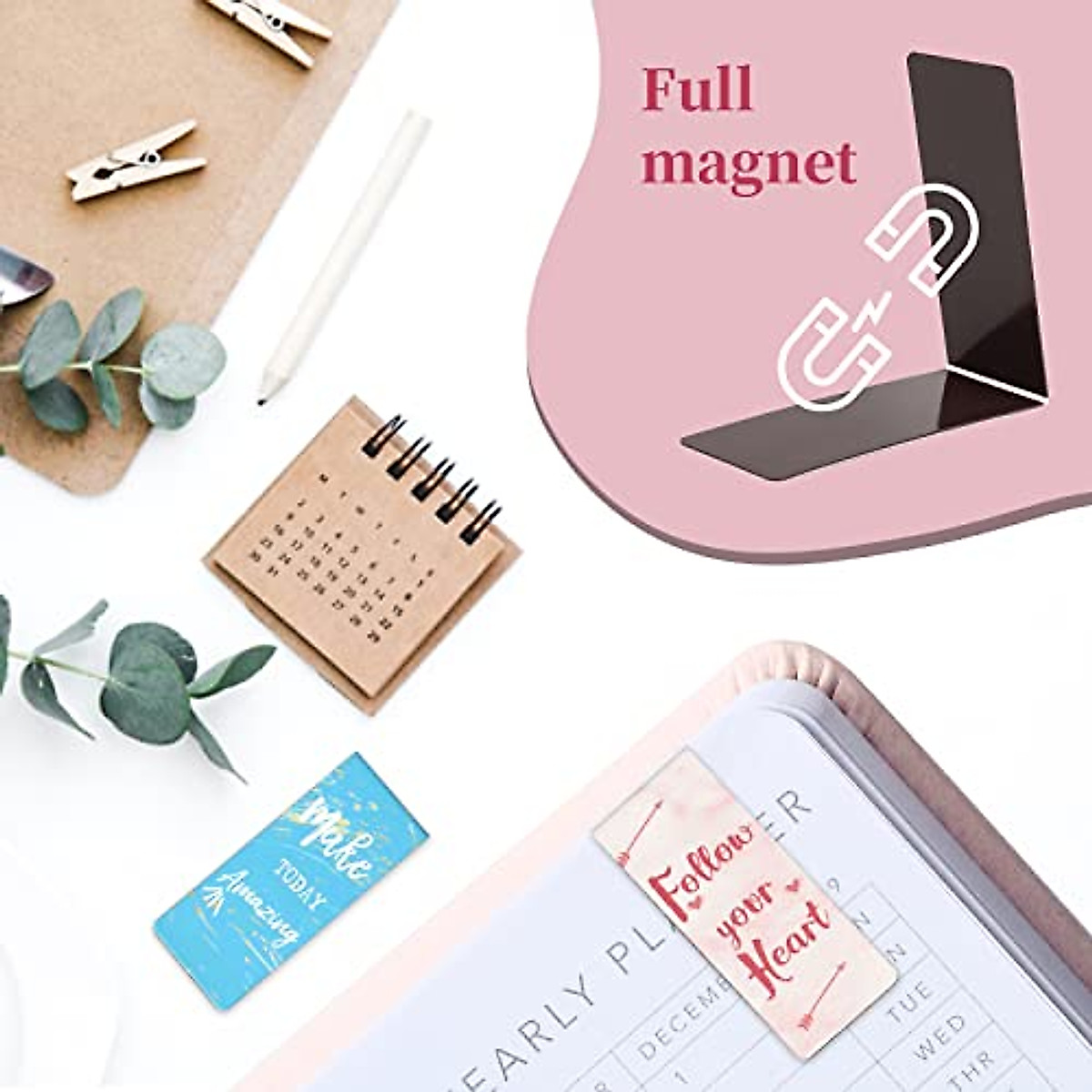 12 Pieces Inspirational Magnetic Bookmarks Encouraging Magnet Page Marker Clips Positive Book Markers for Girls, Women, Teachers, Students, Readers and Book Lovers