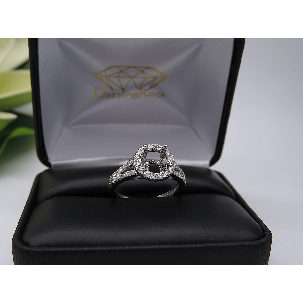 Dazzlingrock Collection 0.45 Carat (ctw) Round White Diamond Split Shank Semi Mount Engagement Ring for Her in 14K White Gold Size 5.5