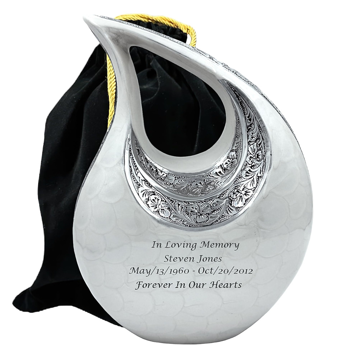 Beautiful White Cremation Urn with Velvet Bag - Personalized Urn - Unique Cremation Urn - Memorial Urn - Engravable Urn - Urns for Ashes