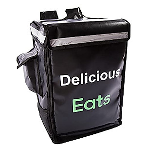 maxer Insulated Food Delivery Backpack, 13.78" L x 9.85" W x 18.5" H Insulated Cooler Bag, Portable Pizza Delivery Thermal Backpack, Water Resistant Commercial Grade Food Delivery Bag (BLACK)
