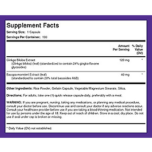 Piping Rock Ginkgo Biloba Supplements 120mg | 100 Capsules | Standardized Extract | Non-GMO, Gluten Free