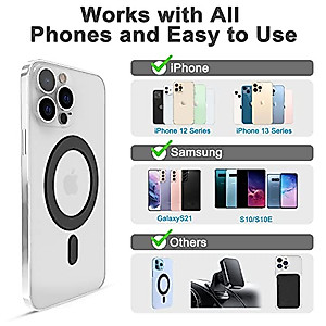 Magnetic Universal Rings with Sticker, 2 PCS Magsafe Sticker Magnet Conversion Rings for Magsafe Accessories & Wireless Charger Compatible with iPhone 14/13/12/11 Pro Max, Samsung Galaxy S22, (Black)