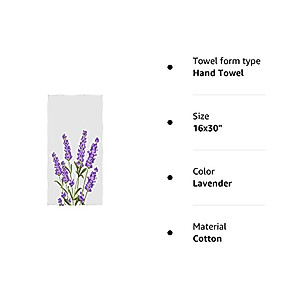 Naanle Chic Beautiful Lavender Flower Print Elegant Print Soft Large Hand Towels for Bathroom, Hotel, Gym and Spa (16" x 30,White)