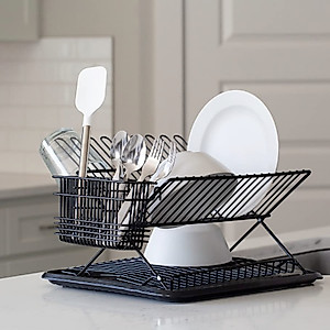 Better Houseware 1483 Junior Folding Dish Rack, Black