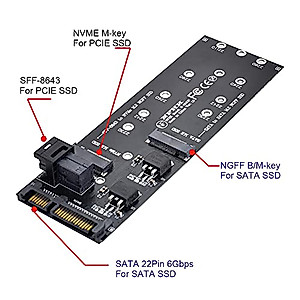 NFHK SFF-8643 to U2 Kit NGFF M-Key to HD Mini SAS NVME PCIe SSD SATA Adapter for Motherboard