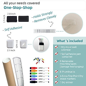 Dry Erase Wall Calendar 3 Month Calendar - Blank Undated Reusable Quarterly Calendar - Whiteboard Premium Laminated Poster - Laminated Office Jumbo 38x26 Inches Wall Calendar (Vertical)