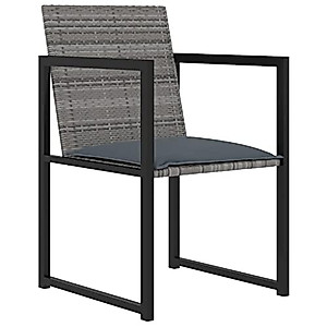 vidaXL Patio Dining Set with Cushions 9 Pieces Garden Courtyard Poolside Furniture Dinner Tables and Chairs with Pads Poly Rattan Black