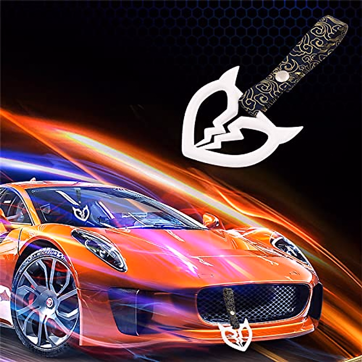 Devil Demon Broken Heart White JDM TSURIKAWA Ring Subway Train Bus Handle Strap Charm Drift