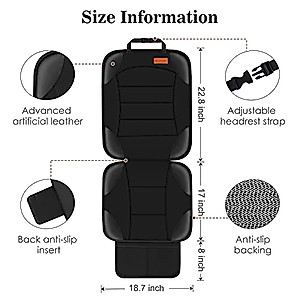 Siivton Car Seat Protector Seat Protector for Child Car Seat Seat Cushion for Leather and Fabric Seats, 2 Mesh Pockets, Non-Slip Backing, Carseat Protectors for Vehicles, Baby, Pets (2 Pack)