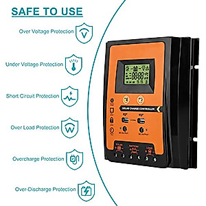 MPPT Solar Charge Controller, 12V/24V 30A/50A/70A Solar Panel Battery Regulator Charge Controller Dual USB LCD Display Solar Power Battery Controller