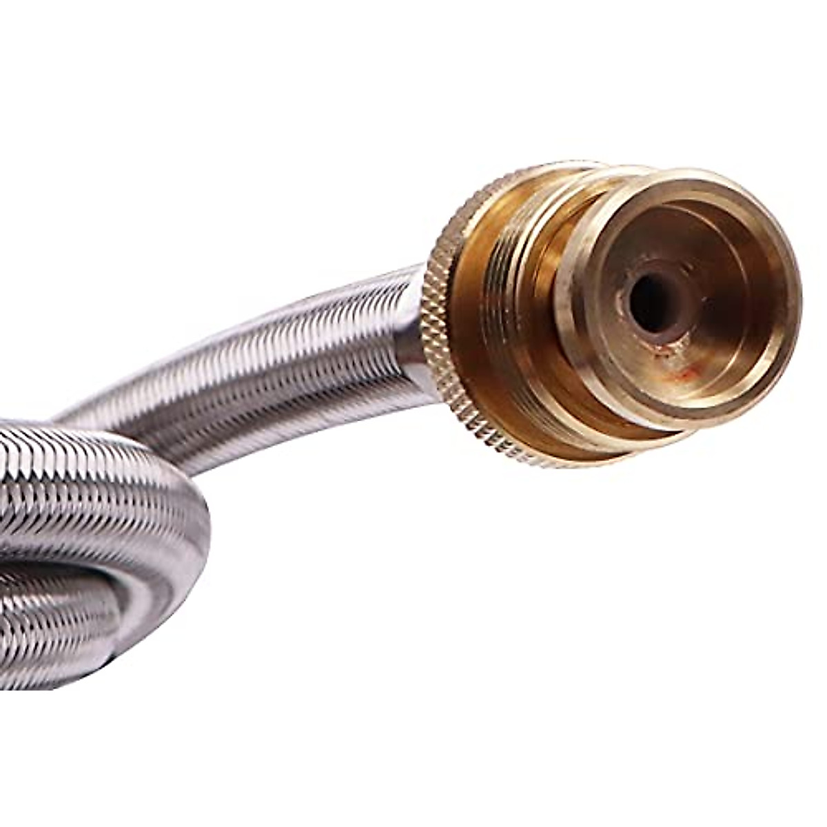 15 Ft Stainless Steel Braided Propane Adapter Max 350 Psi Hose with Pressure Gauge 5-40 Lb Convert Replace for Qcc1/type1 Tank Connects 1 Lb Bulk Portable Appliance to 5-40 Lb Propane Tank Cylinder