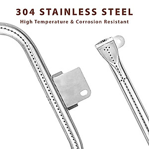 QuliMetal 65032 Grill Burner Tube & 7646 Grill Parts Cast Iron Cooking Grates for Weber Q300, Q320, Q3000 Series Gas Grills Accessories