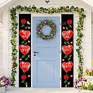 Valentine's Day Banner Fun Valentines Conversation Porch Sign Love Sweet Banner Valentine's Day Hanging Decoration for Engagement, Wedding, Anniversary