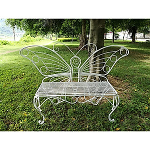 Unknown1 White Metal Butterfly Bench