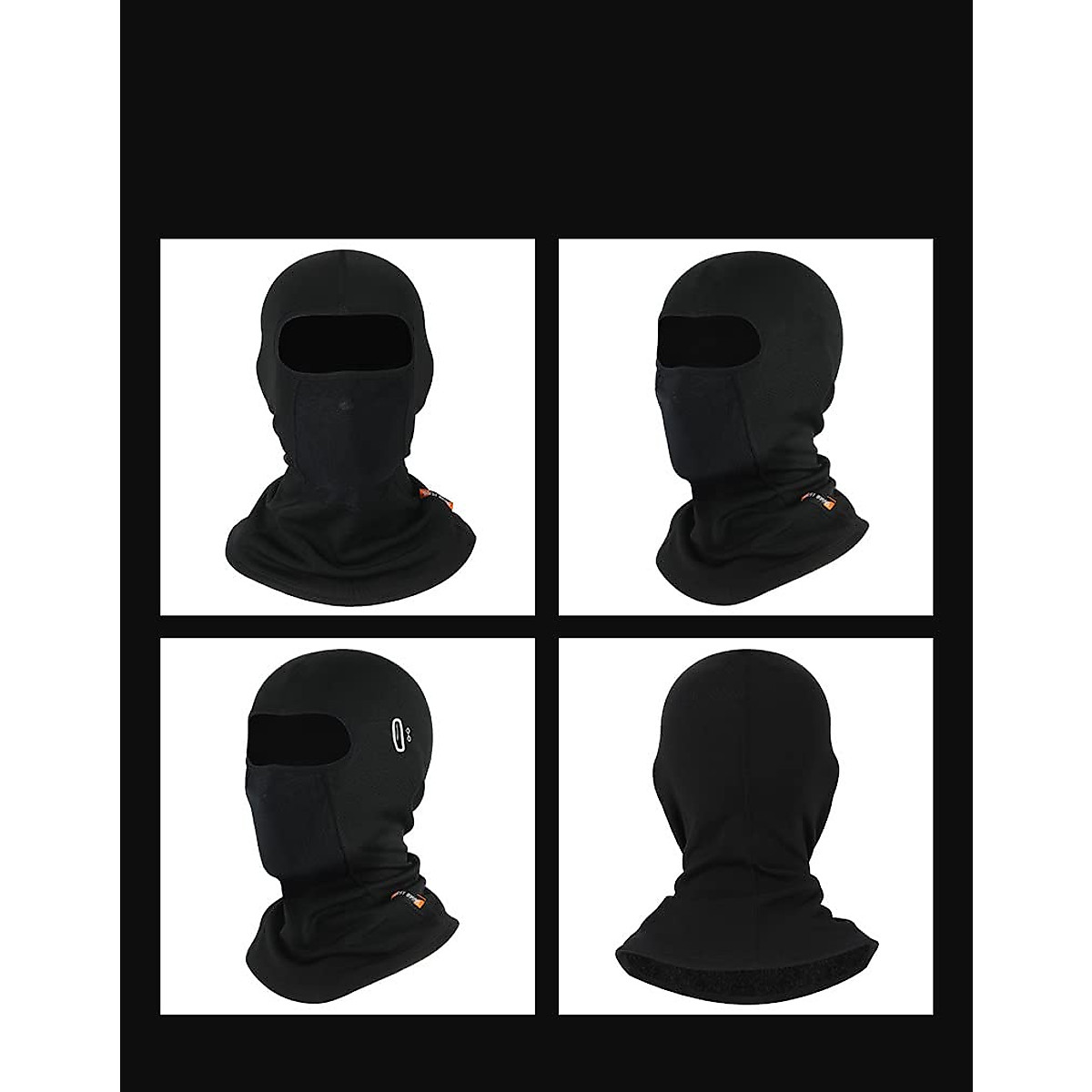 LEICURACE Skull Cap with Glasses Holes Thermal Cycling Helmet Liner Running Beanie for Men Women Black