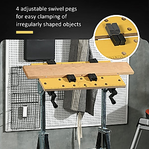 HOMCOM Work Bench Tool Stand with Adjustable Height and Angle, Carpenter Saw Table with 4 Clamps, Steel Frame, 220lbs Capacity