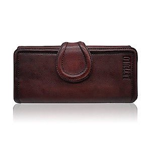 LETEULO Womens Wallet Leather Card Holder Designer Clutch Wallet Purse with Zipper Pocket (Coffee)