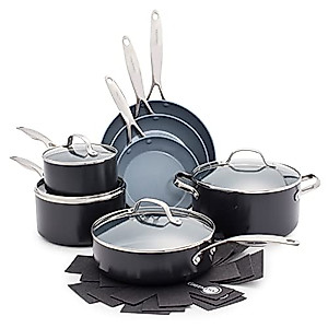 GreenPan Valencia Pro Hard Anodized Healthy Ceramic Nonstick 11 Piece Cookware Pots and Pans Set, PFAS-Free, Induction, Dishwasher Safe, Oven Safe, Gray