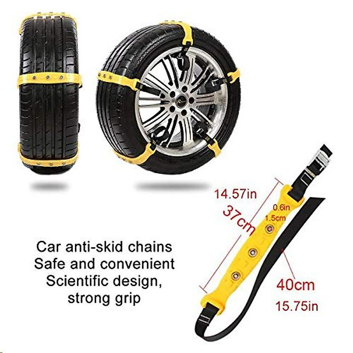 Snow Chains Anti Slip Snow Chains Emergency Anti-Skid Snow Mud Tire Chains for Cars/SUV/ATV/Trucks, Adjustable 10pcs Car Security Chains with Free Snow Shovel and Gloves