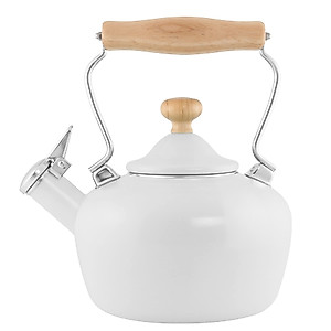 Chantal Tea Kettle, Carina Series, 1.8 QT, Premium Enamel on Carbon Steel, Whistling, Even Heating & Quick Boil, White