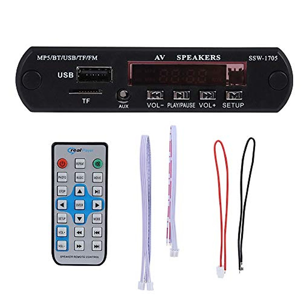 Sutinna 720P Bluetooth Audio Video Decoder, HD MP5 Player SSD Stereo Bluetooth Multimedia Player with FM/AUX Input/USB/TF/Remote Control